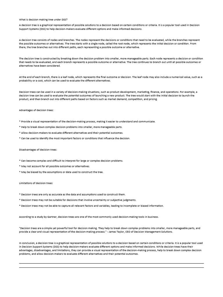 What Is Decision Making Tree Under DSS | PDF | Decision Making | Analytics