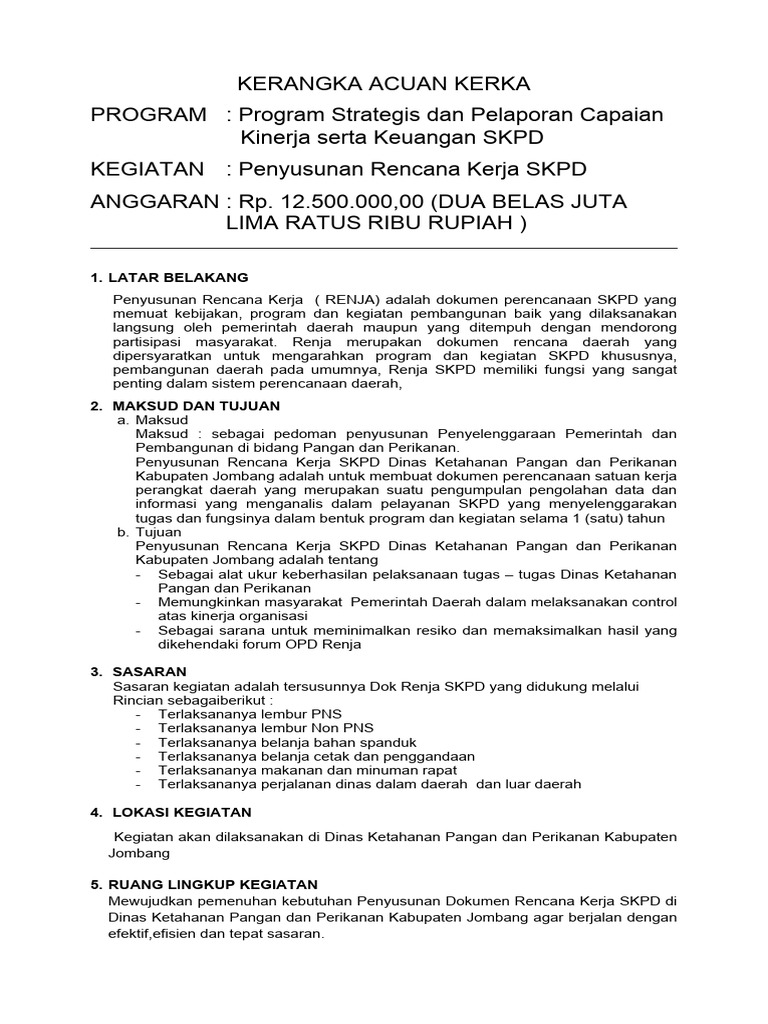 Kak Penyusunan Rencana Kerja | PDF