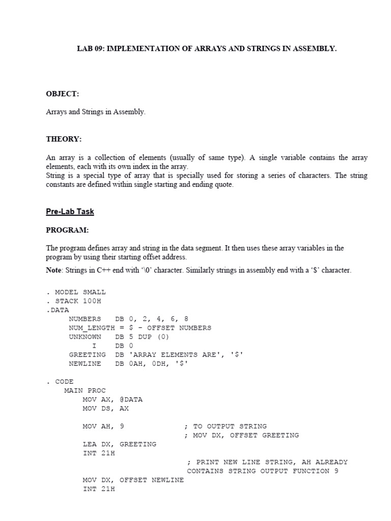 Arrays Assembly | PDF | String (Computer Science) | Computer Data