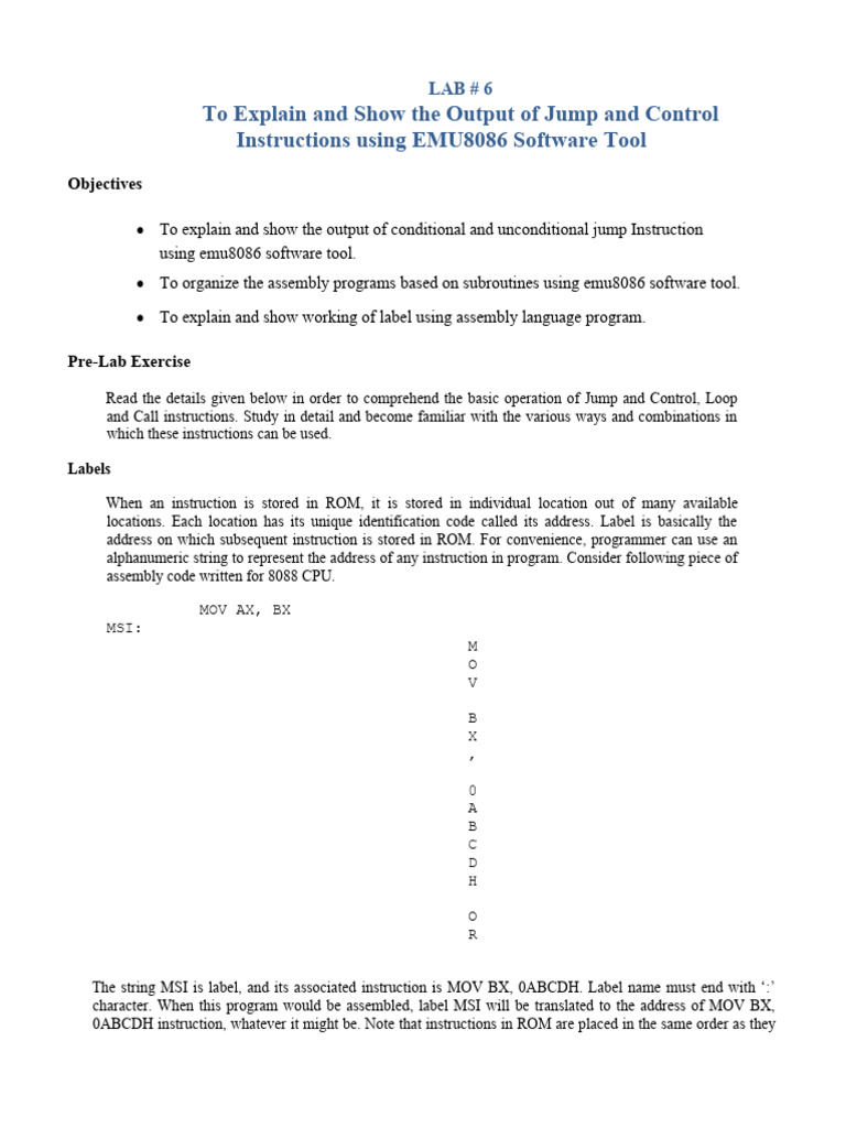 Jump and Control Instructions | PDF | Control Flow | Assembly Language