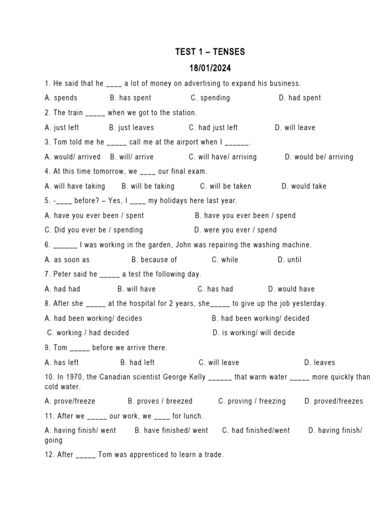 TENSES EXERCISE | PDF