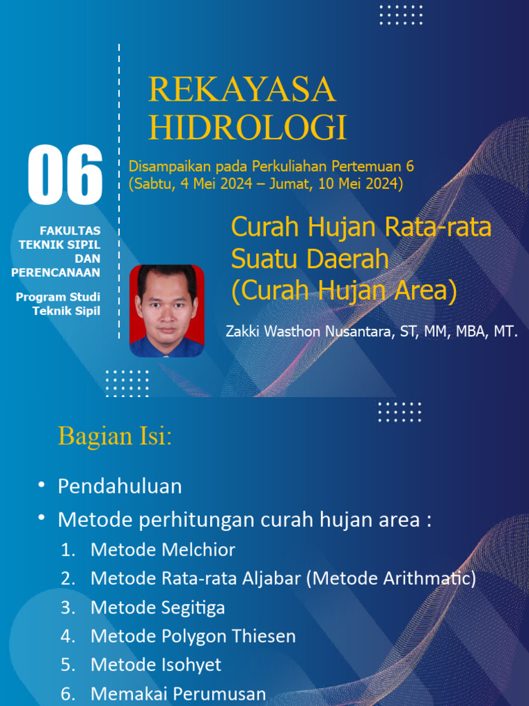 Minggu Ke-6 Curah Hujan Rata-Rata Suatu Daerah (Curah Hujan Area) | PDF