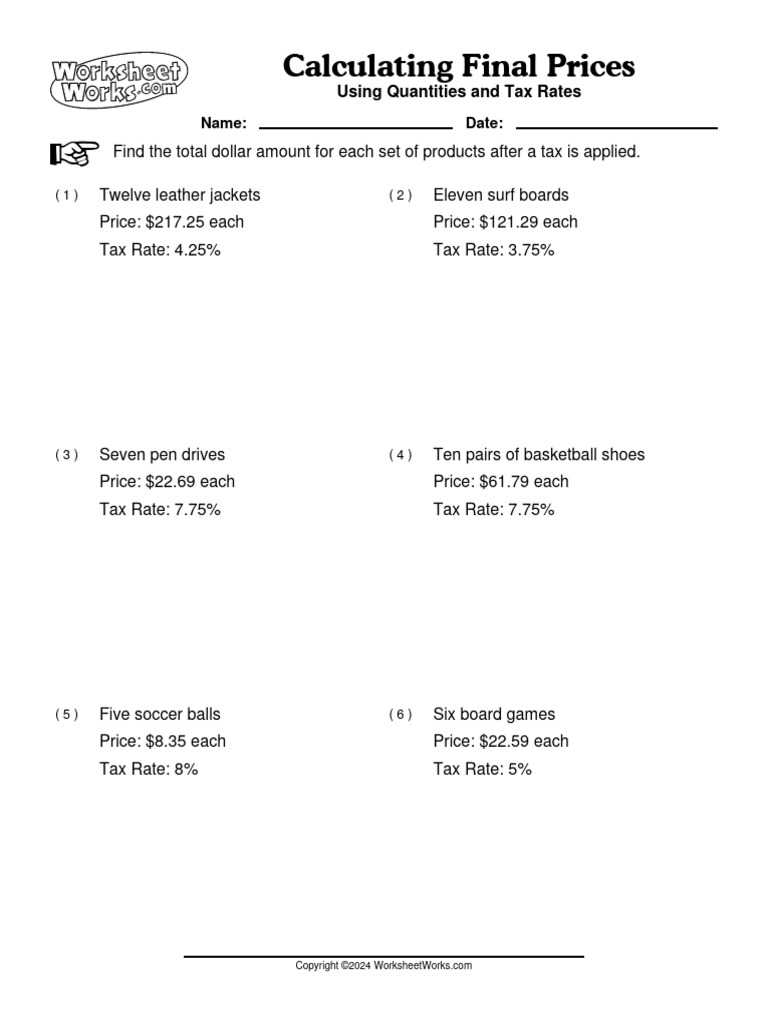 WorksheetWorks Calculating Final Prices 3 | PDF | Taxes | Economies