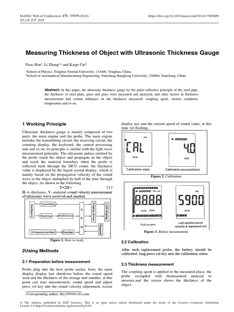 Measuring Thickness of Object With Ultrasonic Thic | PDF | Physical ...