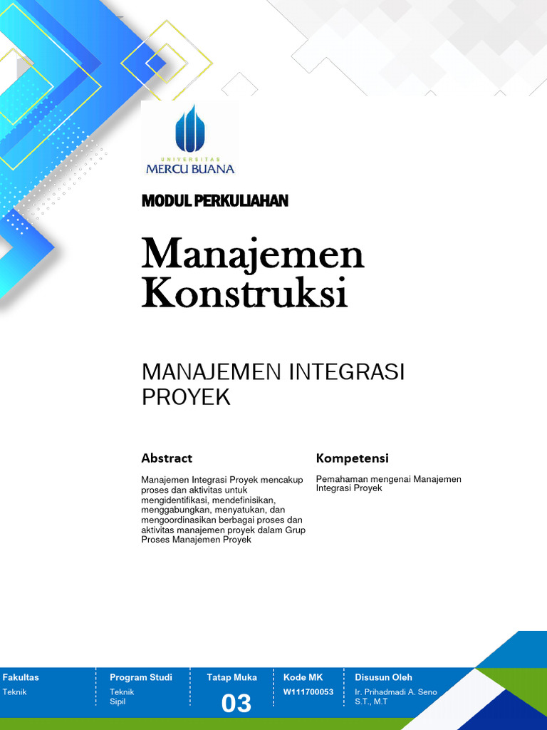 Modul MK - Prihadmadi A Seno - 3 - Manajemen Integrasi Proyek | PDF