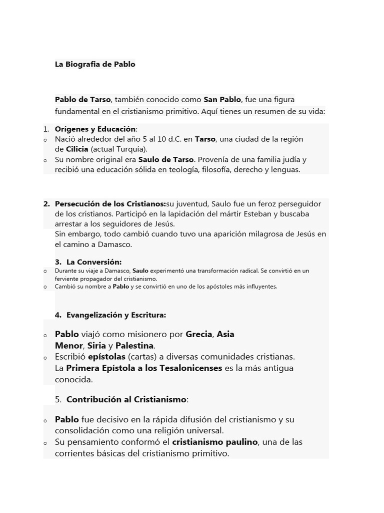 La Biografia de Pablo | PDF