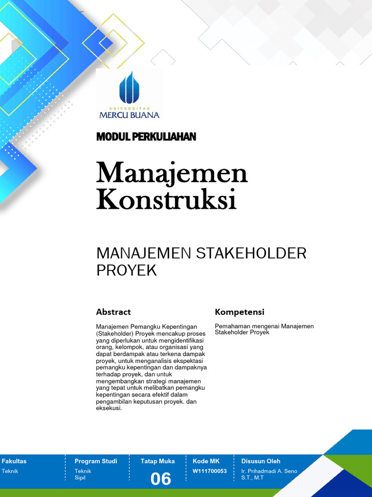 Modul MK - Prihadmadi A Seno - 6 - Manajemen Stakeholder Proyek | PDF