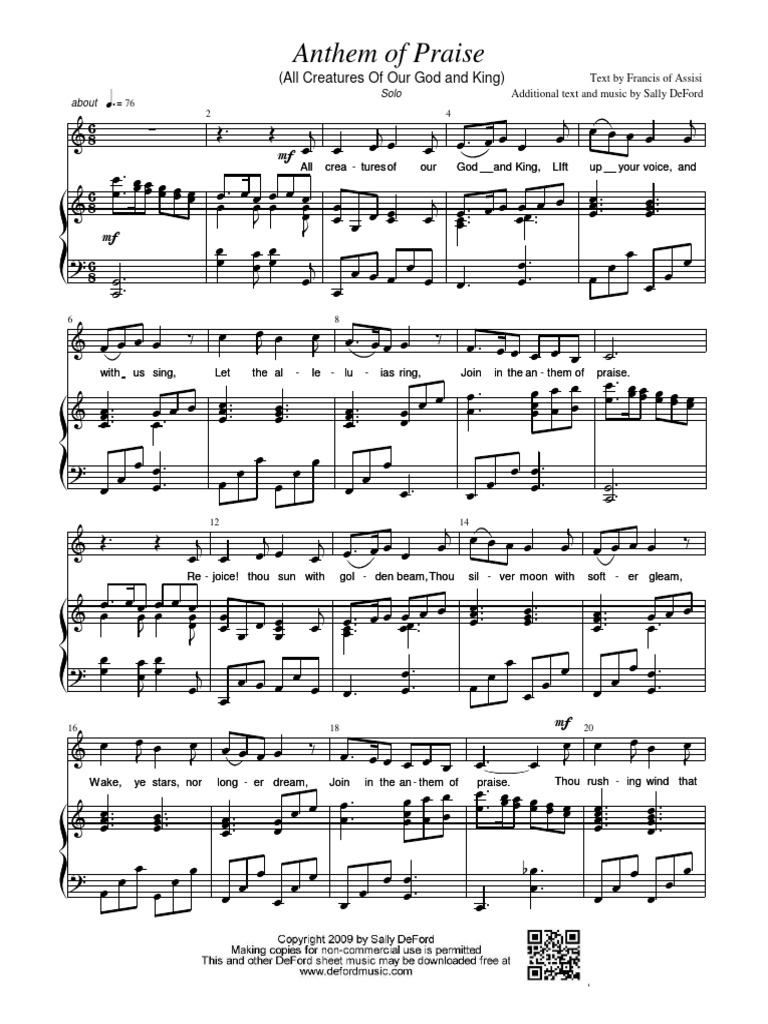 Anthem of Praise Solo | PDF | Religious Songs | Hymns