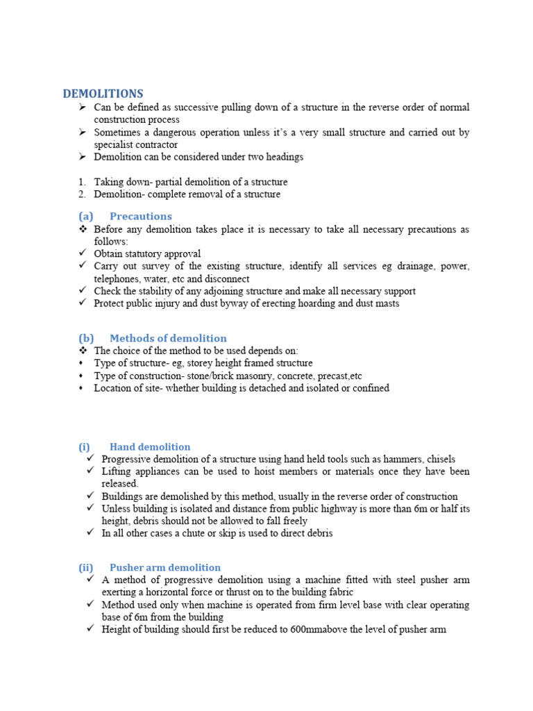 DEMOLITIONS | PDF | Demolition | Engineering