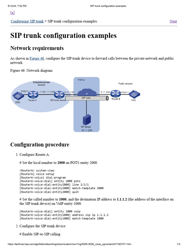 SIP Trunk Configuration Examples | Download Free PDF | Session Initiation Protocol | Voice Over Ip