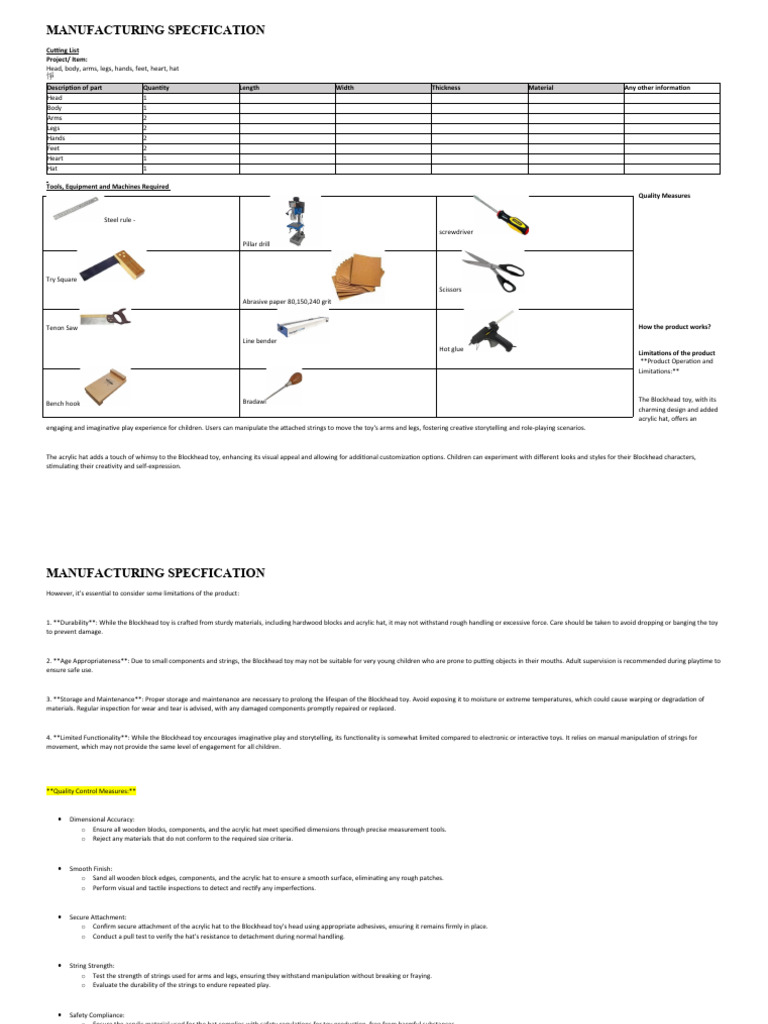 Cutting List | Download Free PDF | Toys
