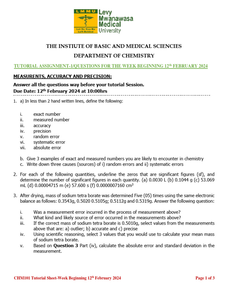 Assignment 1_Measurements_2024 | PDF | Observational Error | Litre