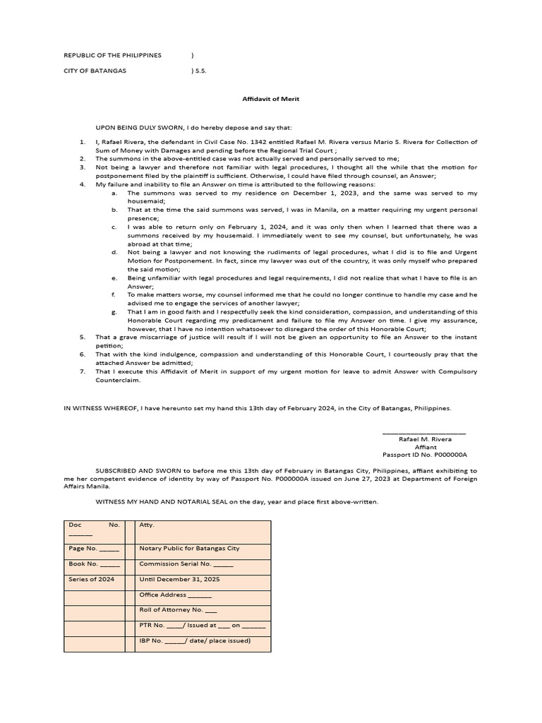 FORM 3 Affidavit of Merit | Download Free PDF | Affidavit | Justice