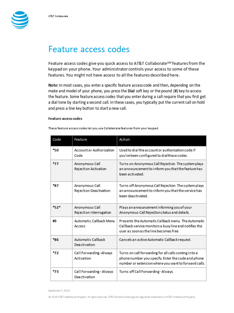 Feature Access Codes | PDF | Voicemail | Telephony