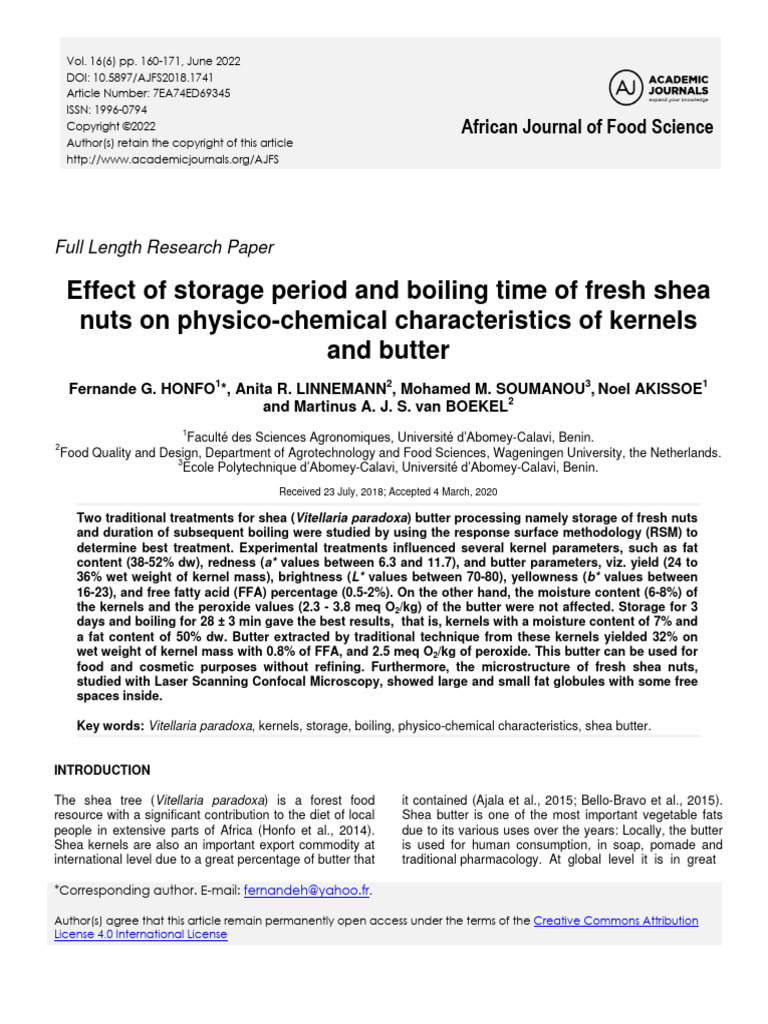 Piling and Parboiling of Shea Nuts | PDF | Confocal Microscopy | Linear ...