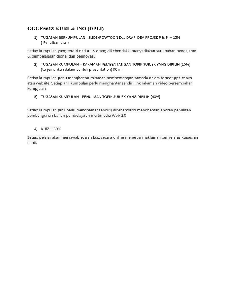 Tugasan Myteams Ggge5613 Kuri & Ino | PDF