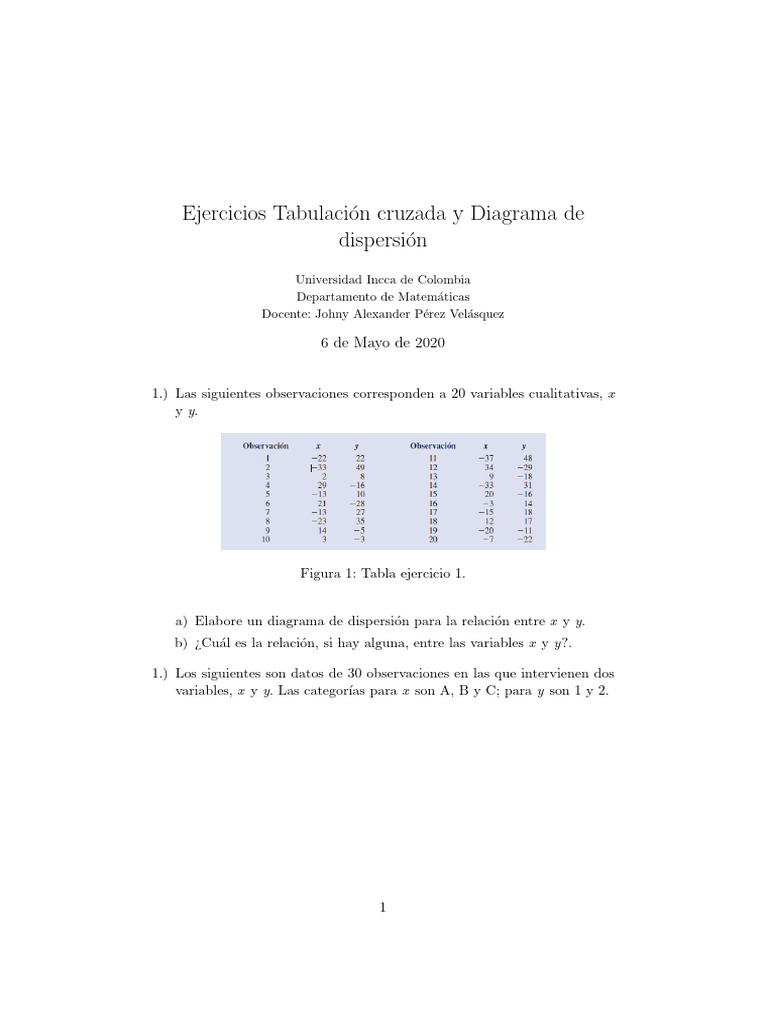Ejercicios_Tabulacion_Cruzada_y_Diagrama_Dispersion | PDF
