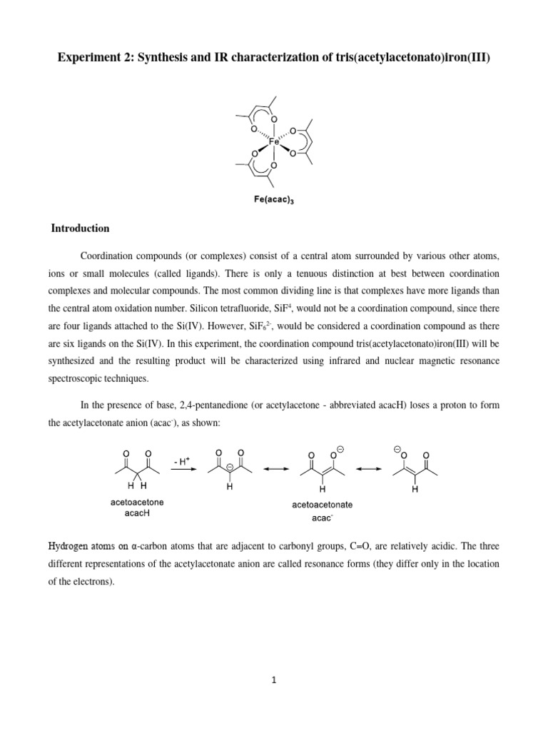 Experiment 2 Laboratory Manual 2022 | PDF | Coordination Complex | Ligand