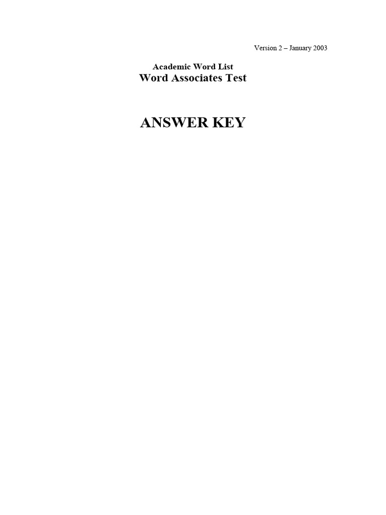 AWL WAT Test 01 03 Answer Key John Read | PDF