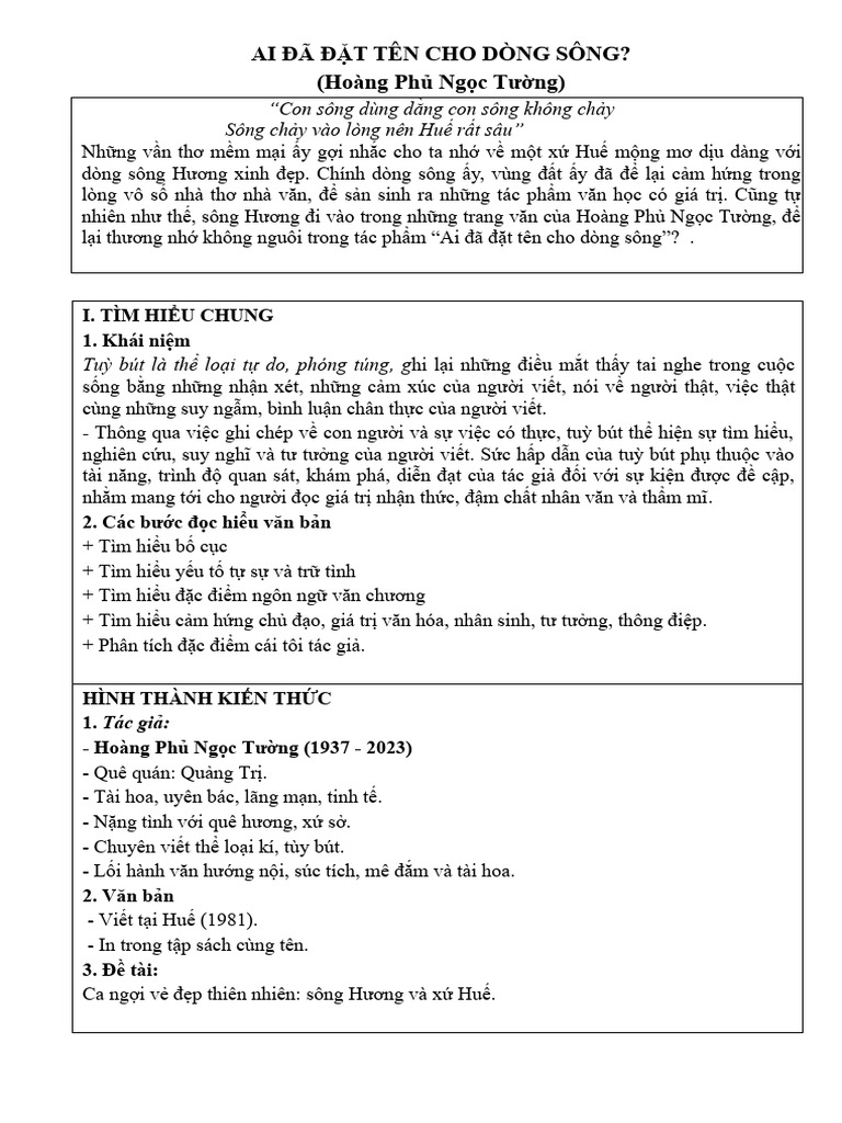 Ai đã đặt tên cho dòng sông | PDF