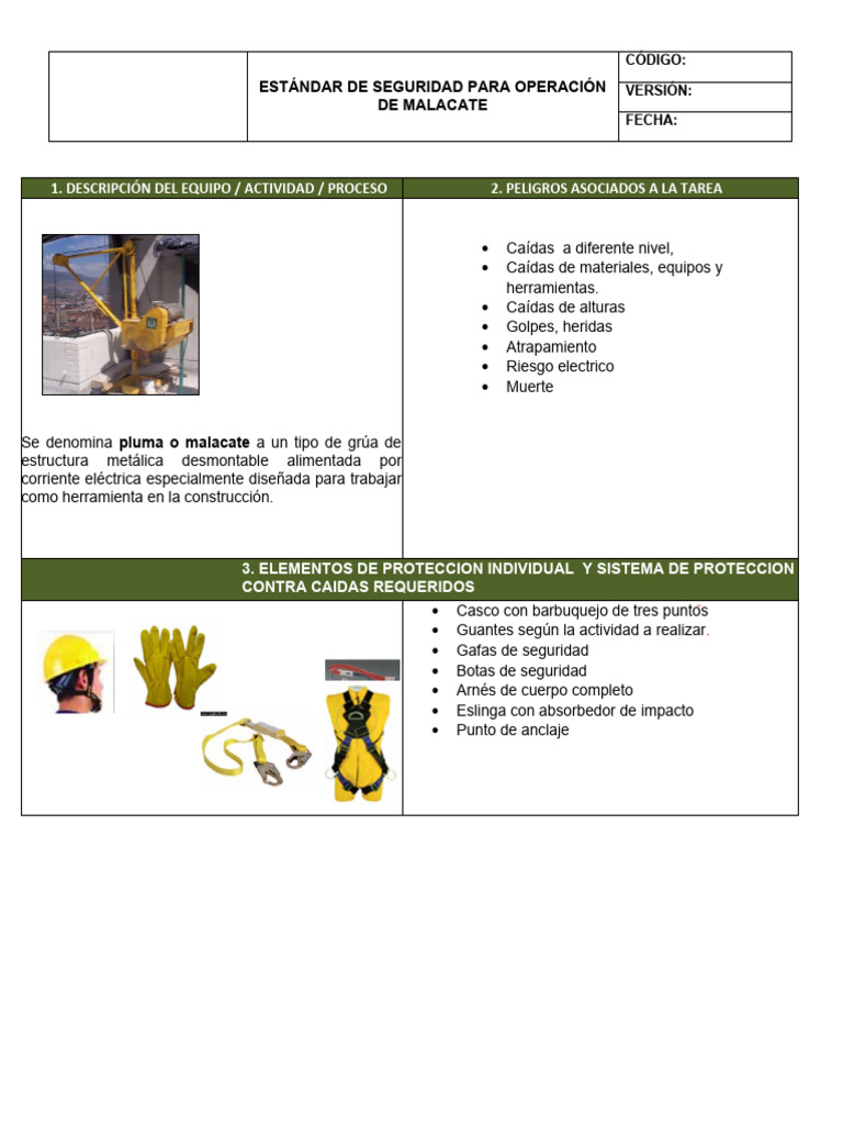 Seguridad en Operación de Malacate | PDF | Bienes manufacturados