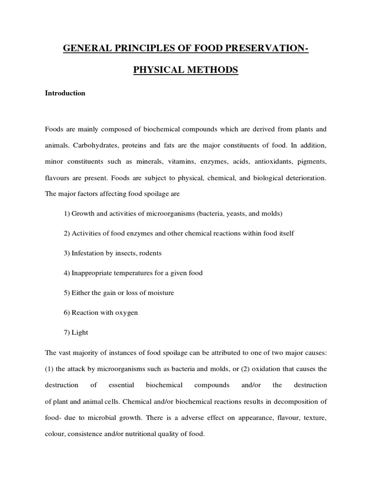 General Principles of Food Preservation-Physical Methods | PDF | Food ...