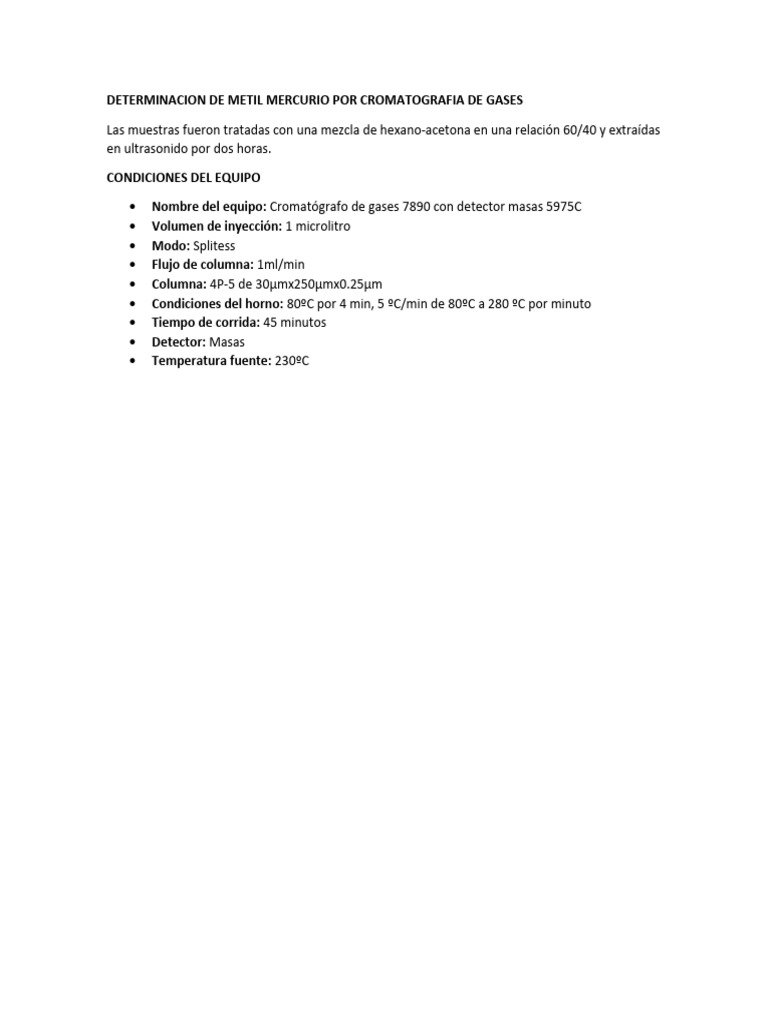 Análisis de Metil Mercurio por GC-MS | PDF | Tecnología