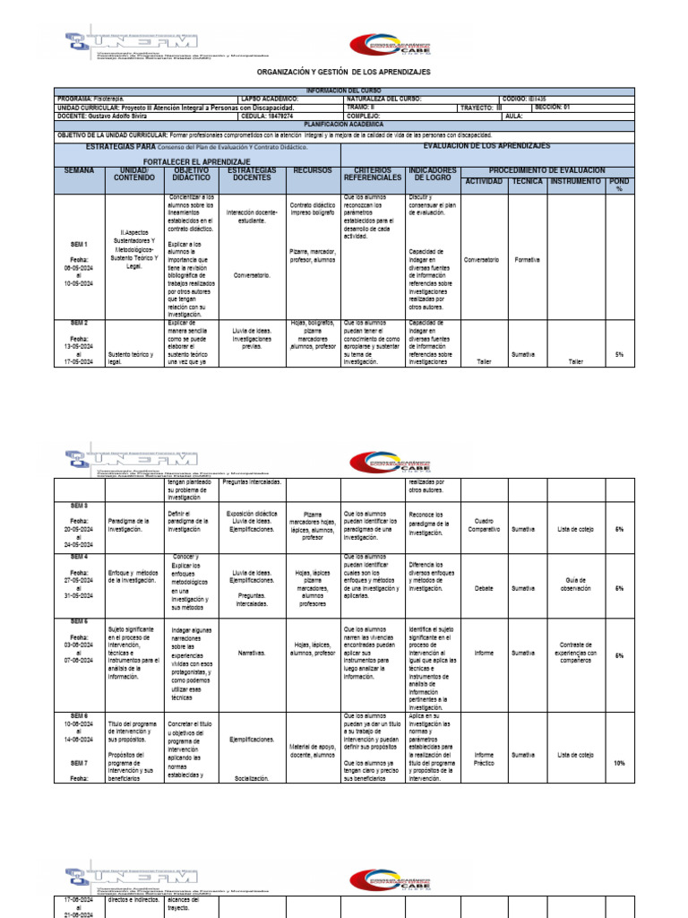 Planificacion PNF-Unefm II Tramo | PDF | Evaluación | Maestros