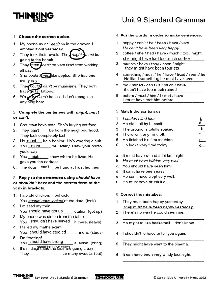 B1+ Grammar Exercises Unit 9 | PDF