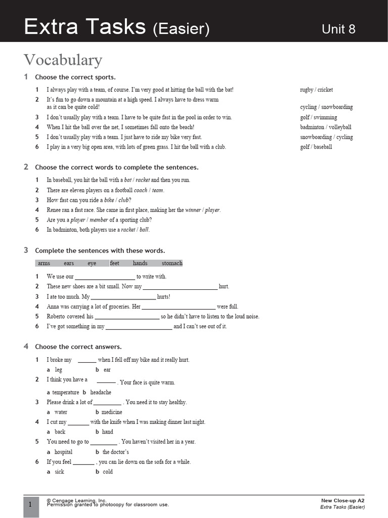 Ncu A2 Extra Tasks Easier U8 | Download Free PDF | Sports