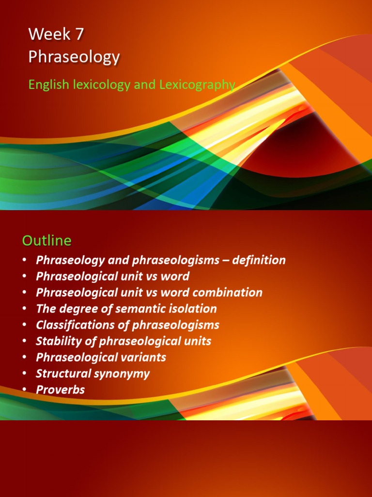 Week 7 Phraseology | PDF | Idiom | Word