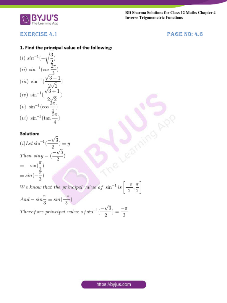 Chapter 4 Inverse Trigonometric Functions | PDF | Trigonometric Functions | Function (Mathematics)
