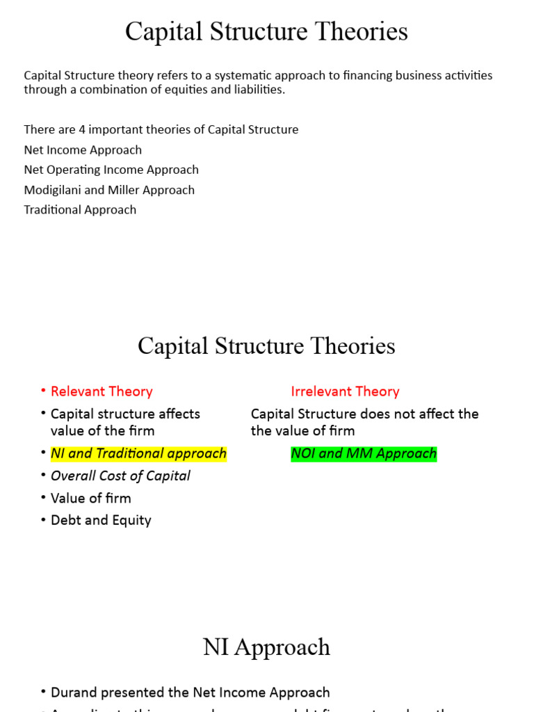 Capital Structure Theories | PDF | Capital Structure | Cost Of Capital