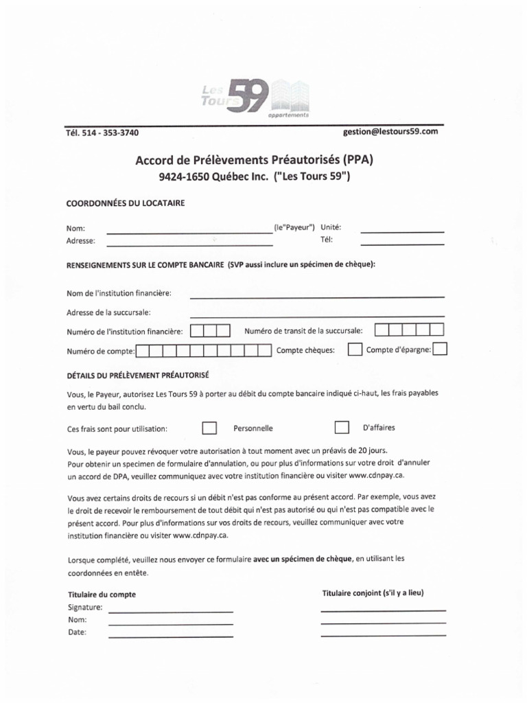 Formulaire PPA - PAD Form | PDF
