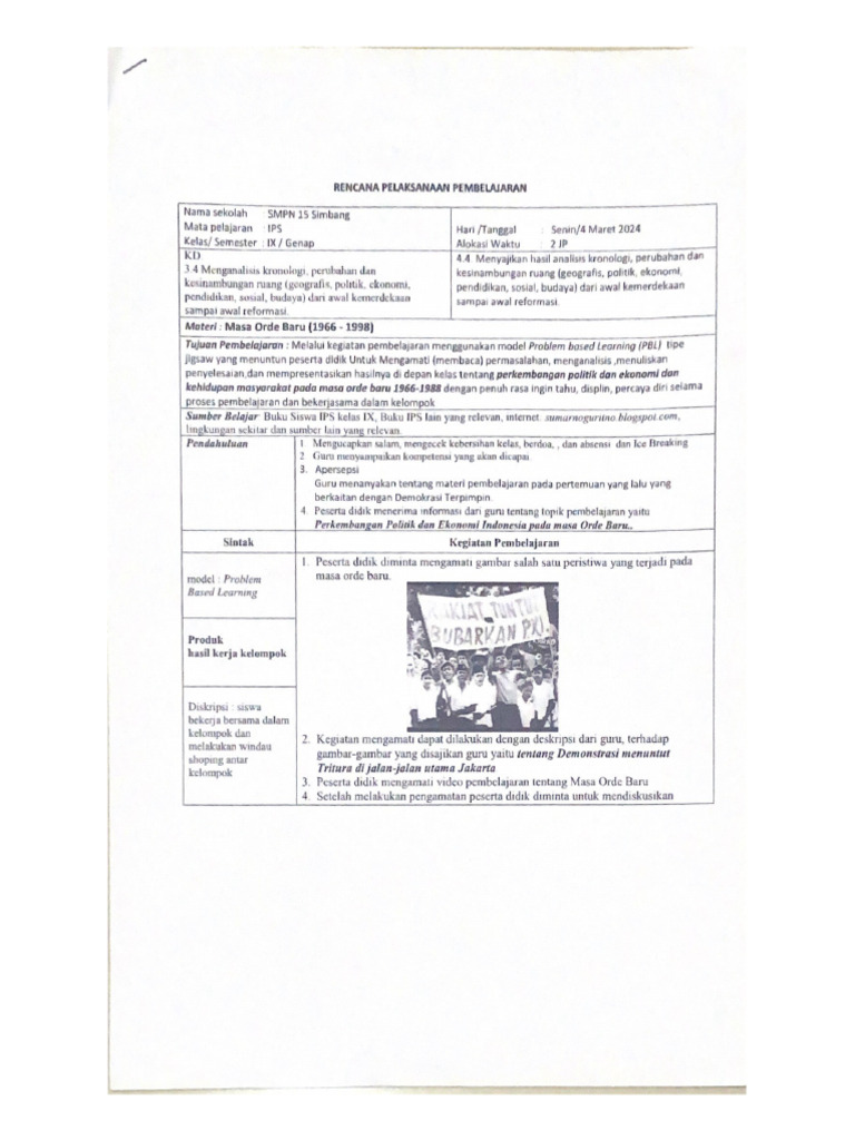 RPP Observasi Sitti Hadyang | PDF