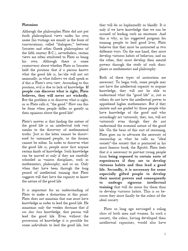 Platonism | PDF | Plato | Knowledge