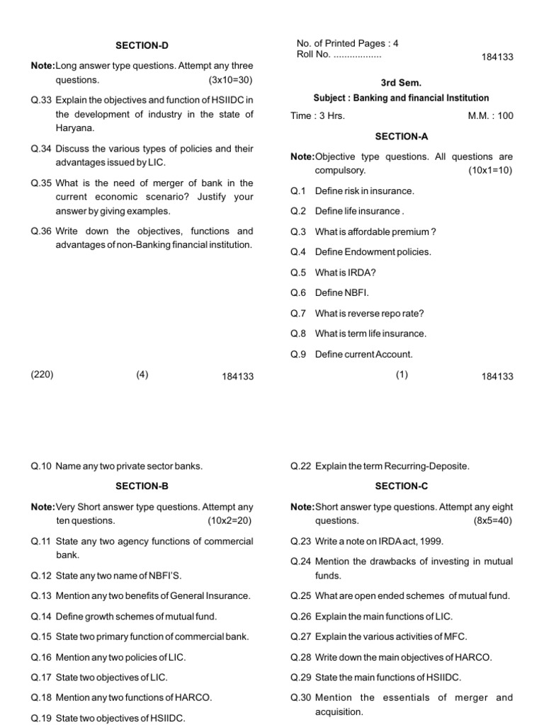 Section D | PDF | Insurance | Non Bank Financial Institution