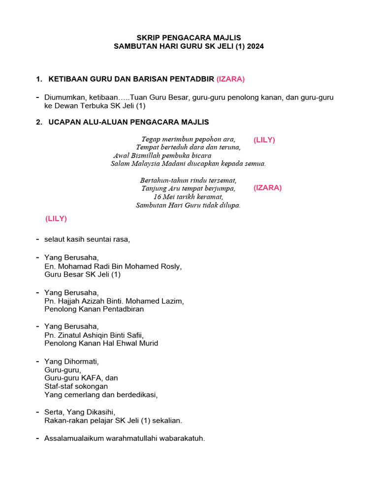Skrip Hari Guru 2024 | PDF