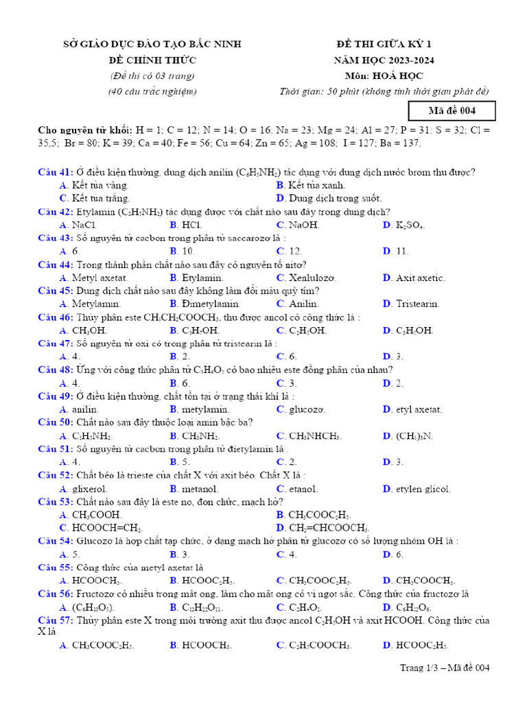 8 de Thi Thu TN THPT 2024 So GDDT Bac Ninh Giua Ky 1 File Word Co Loi Giaidocx - 1600 - PDF ...