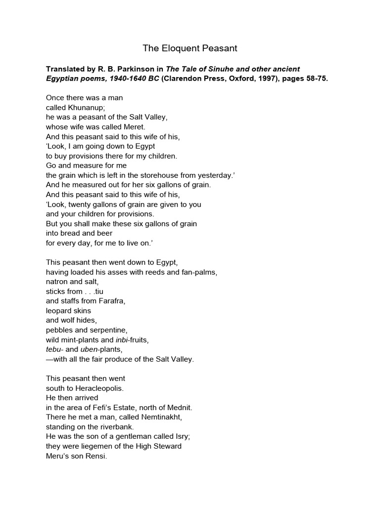 The Eloquent Peasant: A Tale of Justice | PDF