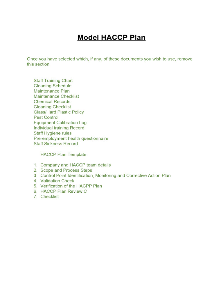 Model Haccp Plan 18.02.20v3 | PDF | Verification And Validation ...