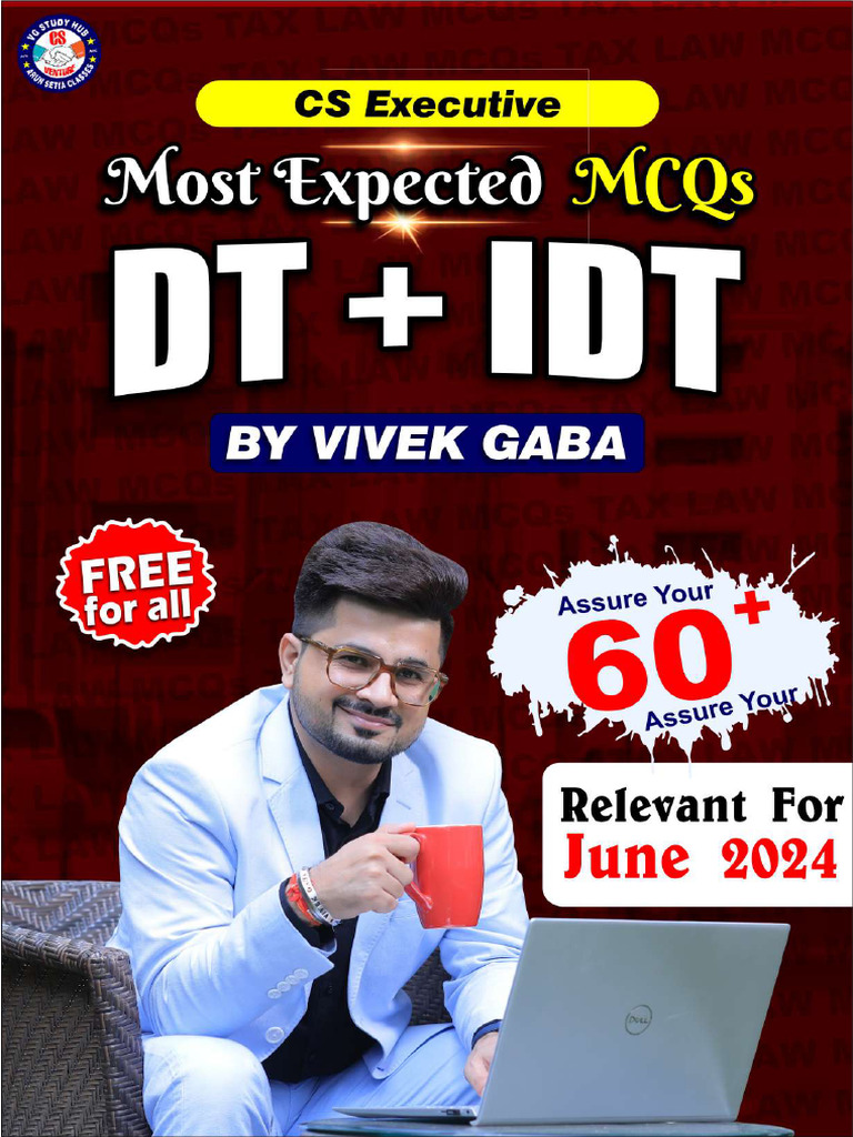 Most Expected MCQs DT & IDT by VG Sir Assure Your 60+ Marks 1 | PDF | Taxes | Value Added Tax