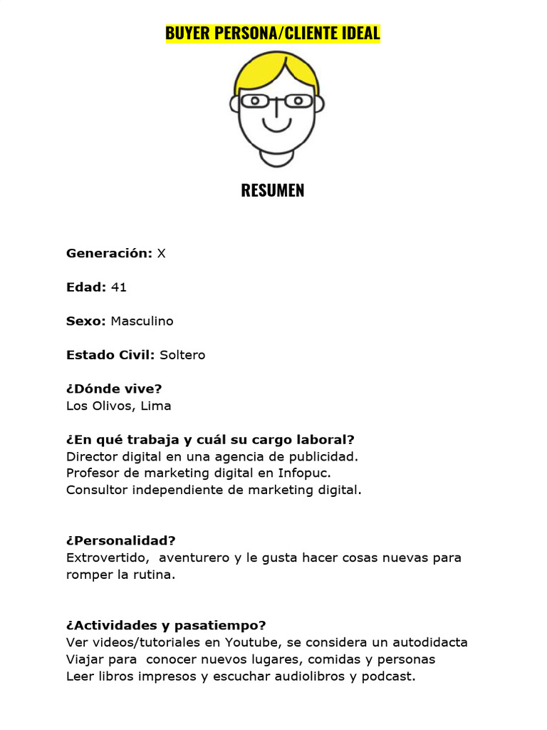 Plantilla Buyer Persona | PDF | Crecimiento personal y profesional