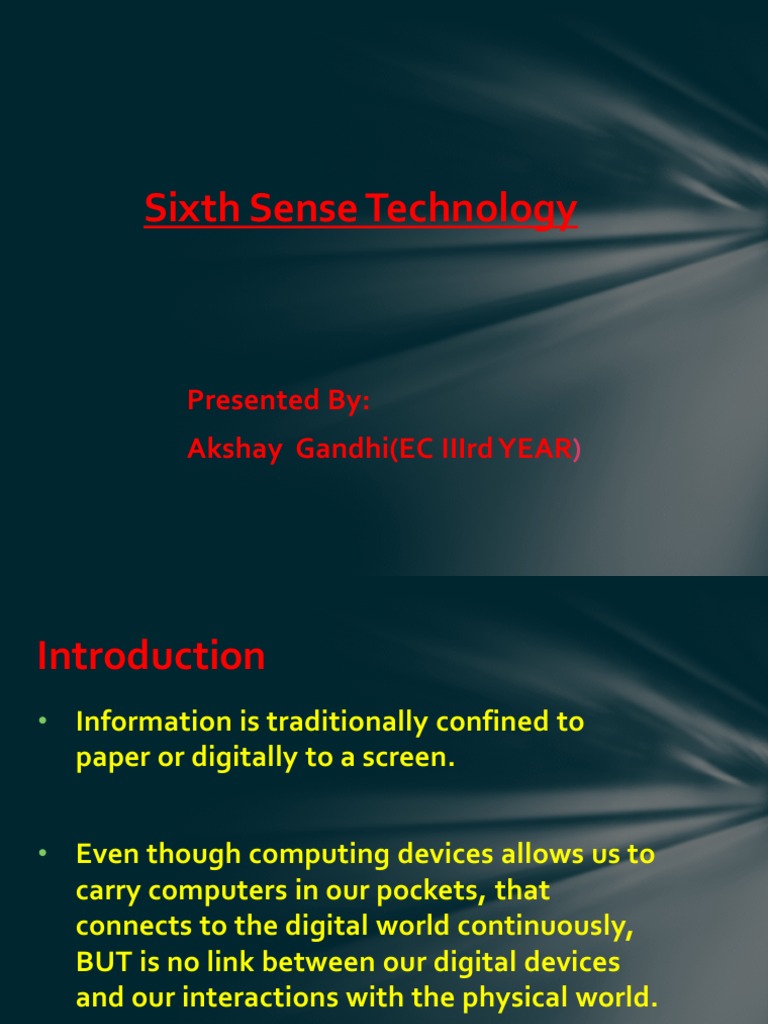 Sixth Sense Technology Overview | PDF | Digital Technology | Human ...