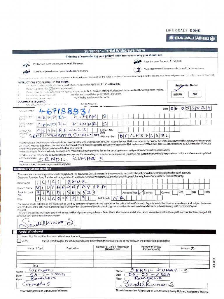 Insurance Surrender Form | PDF | Insurance | Life Insurance