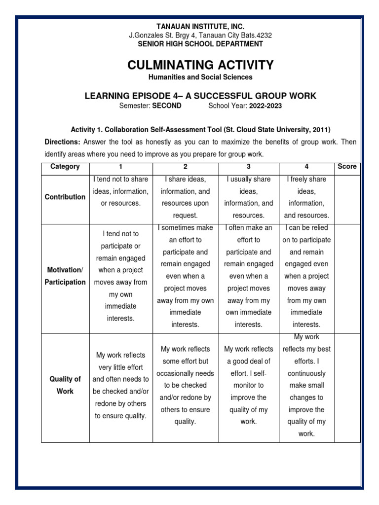Episode 4 Culminating Activity | PDF | Science | Learning