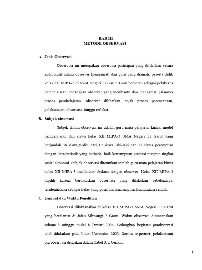 Bab 3 Laporan Observasi | PDF