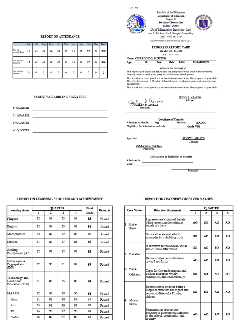 dindo Form 138 | PDF