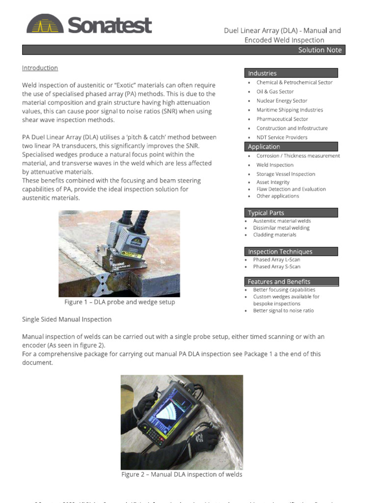 Duel Linear Array (DLA) - Manual and Encoded Weld Inspection | PDF