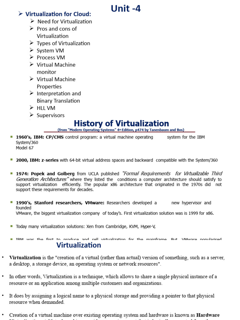Cloud Computing Unit 4 | PDF | Virtual Machine | Virtualization
